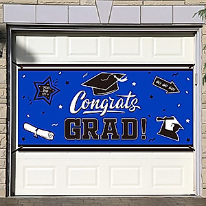 Graduation Backdrop Banner Blue Large Congrats Grad Party Supplies Decorations Photography Background for 2023 Graduation Party