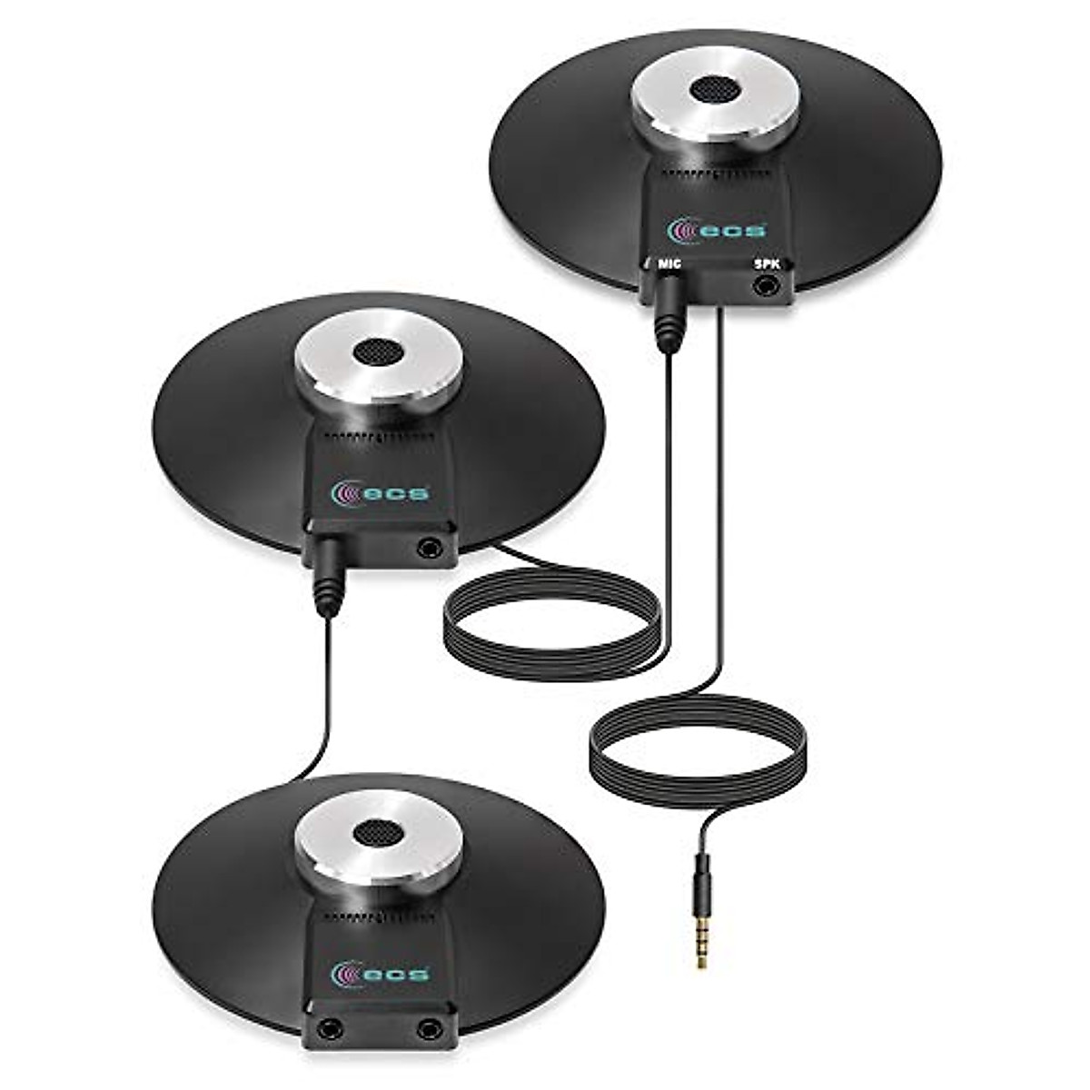 ECS WordForum 3.5mm TRRS 4 Pole Stereo Speaker Output Jack - Includes Two (2) WordForm 3.5mm TRS Stereo 360° Omnidirectional Conference Microphones - Recordings for Meetings