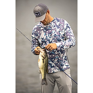 HUK Men's Standard Icon X Camo Long Sleeve Performance Fishing Shirt, Current Ocean Tally, 3X-Large