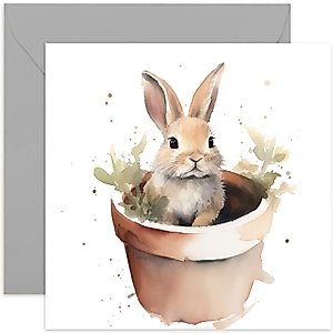 Old English Co. Watercolour Bunny Rabbit Greeting Card for Birthday - Cute Birthday Card for Mum, Nan, Her - Wildlife Art Card for Thinking of You, Thank You, Just Because | Blank Inside Envelope