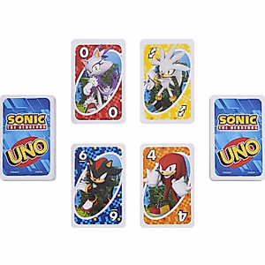 Mattel Games UNO Sonic The Hedgehog Card Game for Kids & Family, Themed Deck & Special Rule, 2-10 Players