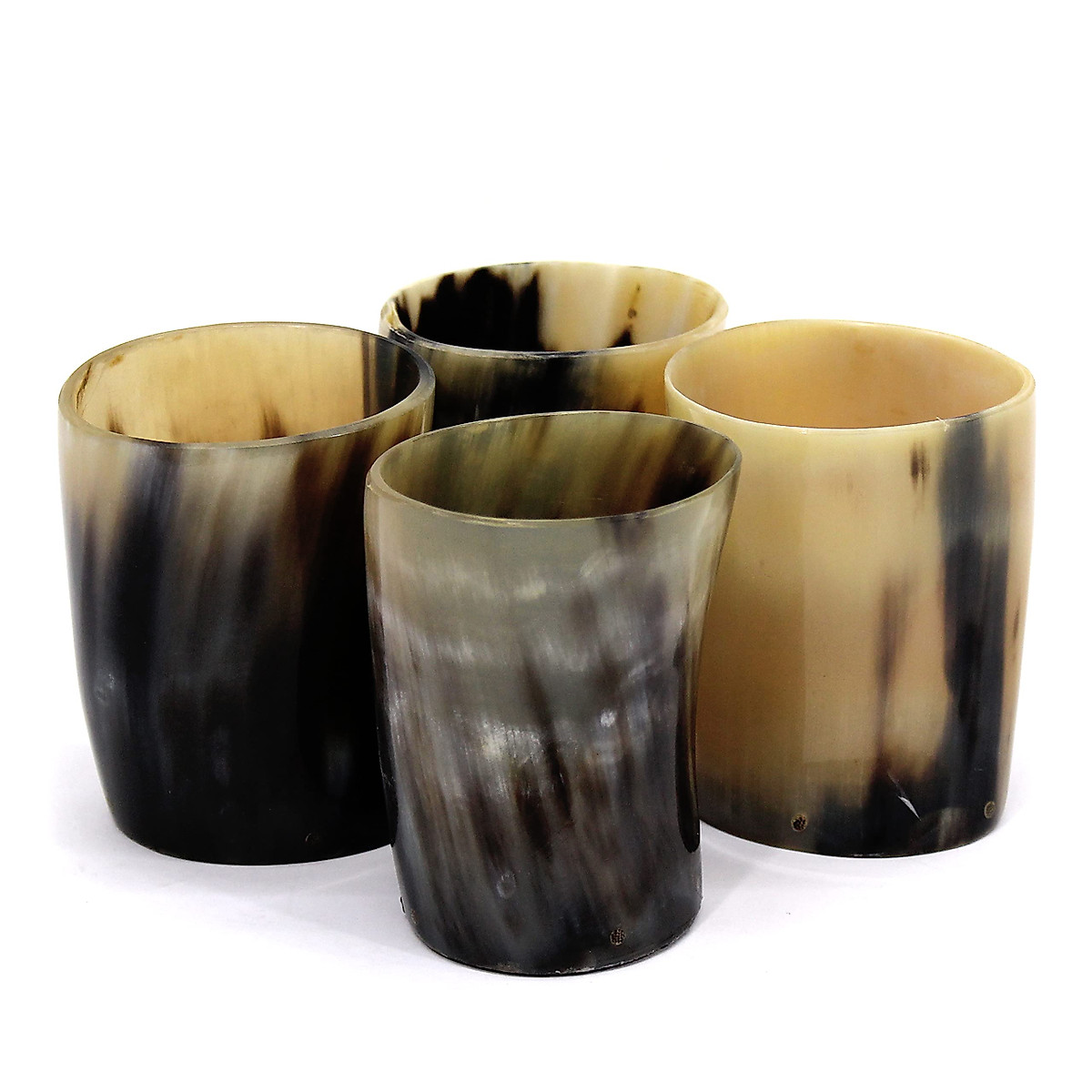 L.A Horns Set of 4 Viking Drinking Horn Shot Glasses (4oz) | 100% Authentic Drinking Horn Shot Glasses For Vodka, Tequila, Rum & More