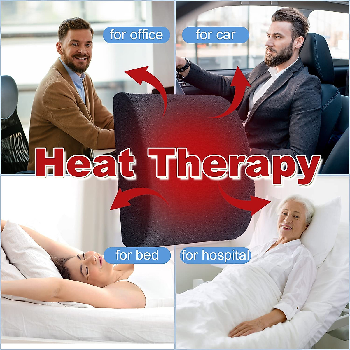 NEWMEIL Heated Lumbar Support Pillow for Chair, Heated Lumbar Pad for Back Pain Relief, Heating Pad for Car, Office Chair with Time Setting and Different Heating Level