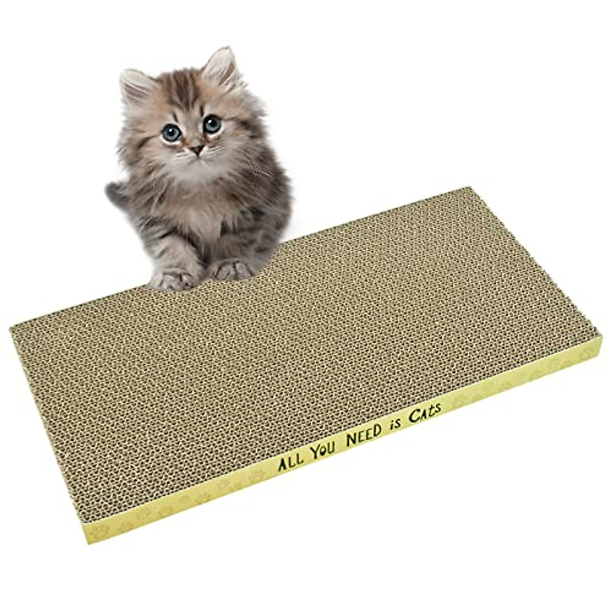 AccEncyc Cardboard Cat Scratcher Pads Cat Scratching Board for Indoor Cats 17x8.3x1 Inch Dual-Side Corrugated Cat Scratcher Reusable Cat Supplies - 1 Pack