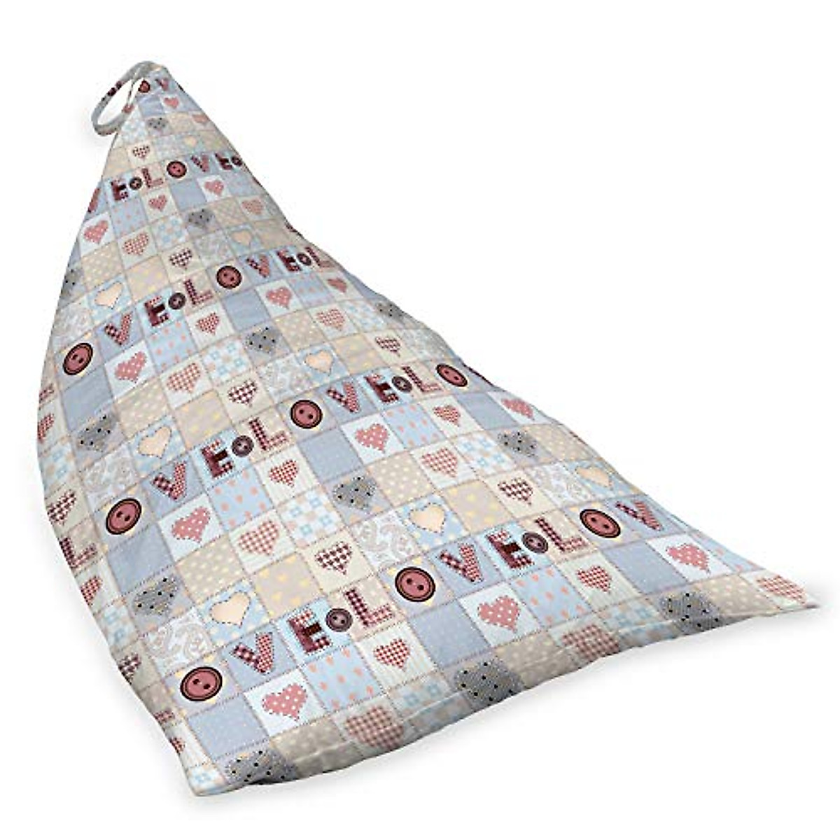 Lunarable Retro Lounger Chair Bag, Love Lettering Generated with Diverse Retro Style Repeating Pieced Artwork, High Capacity Storage with Handle Container, Lounger Size, Blue Pink