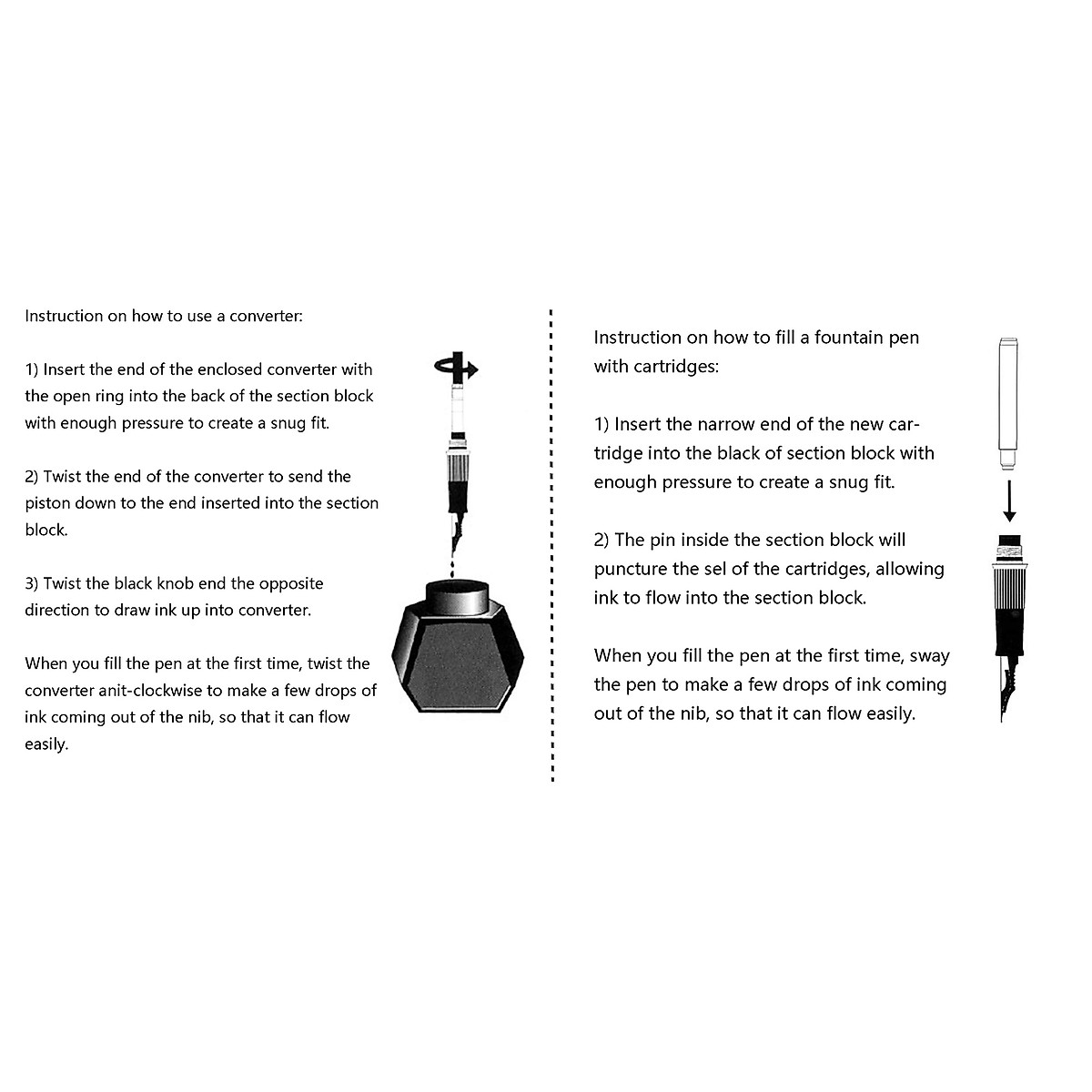 Matte Black Forest Fountain Pen Extra Fine Nib Classic Design with Converter and Metal Pen Box Set by Asvine