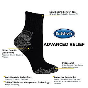 Dr. Scholl's womens Advanced Relief (2pk) Casual Sock, White, One Size US