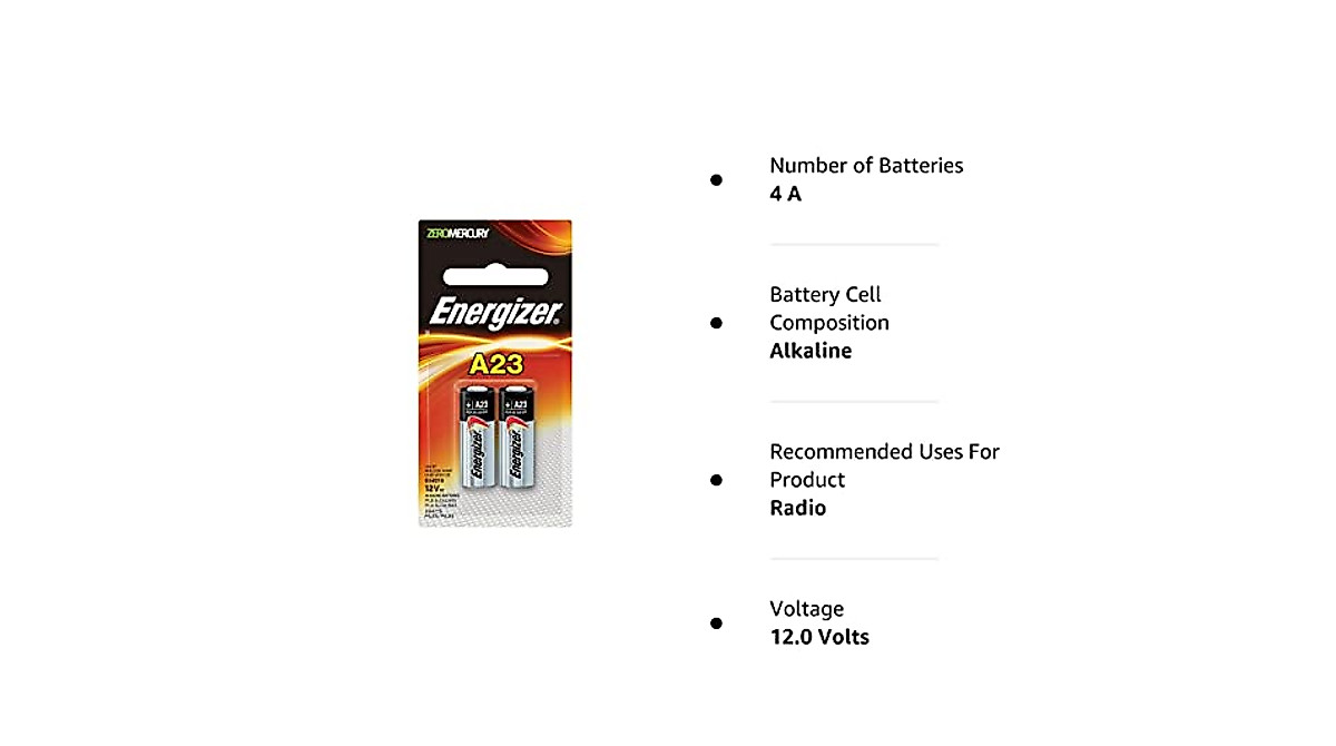 Energizer A23 Battery, 12 Volt, 4 Batteries (2 X 2 Count Retail ...