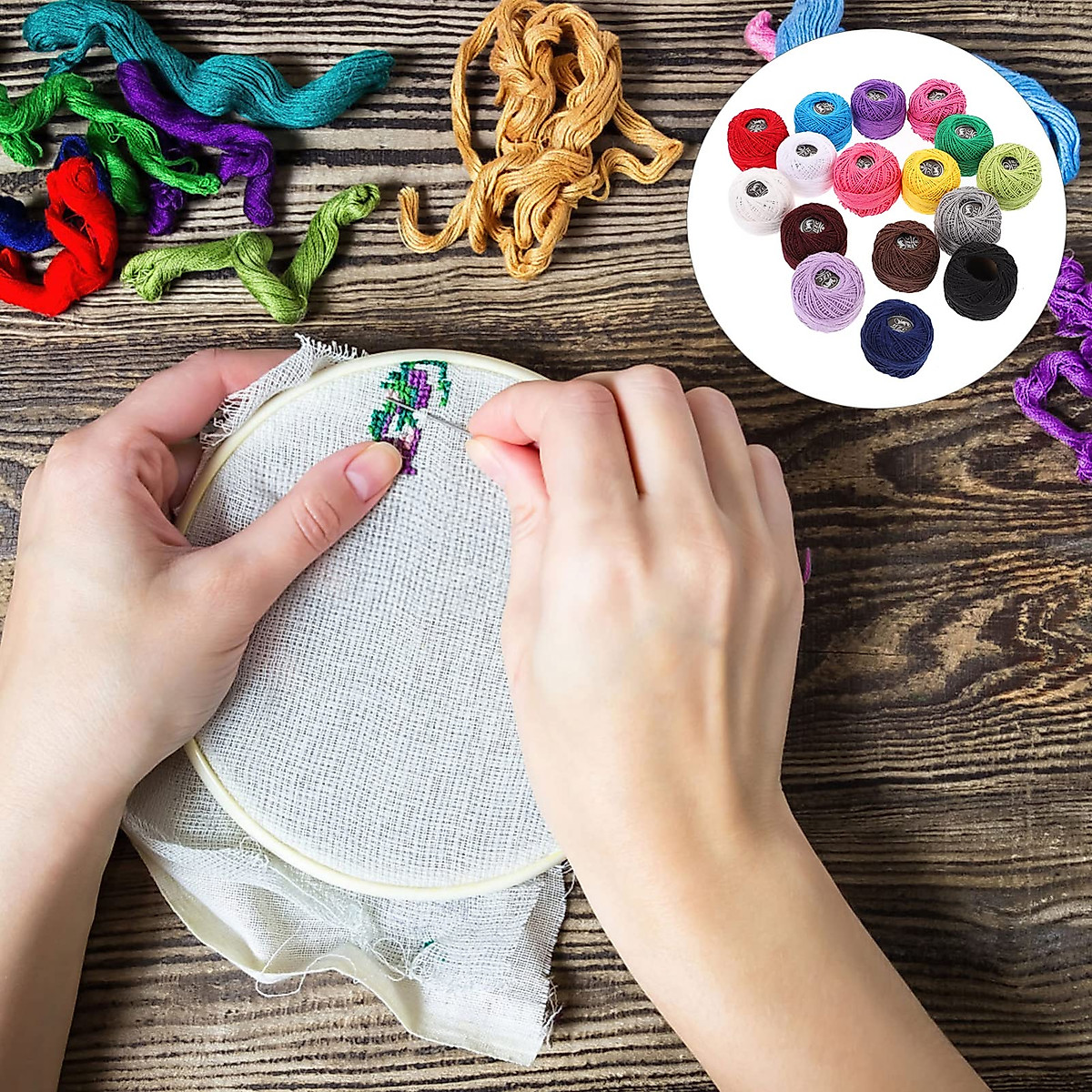 Beavorty Embroidery Floss 16 Roll Embroidery Thread Floss Set Rainbow Color Cross Threads Sewing Thread Wool Cotton Line Sewing Craft Art Supplies (Random Color) Friendship Bracelets