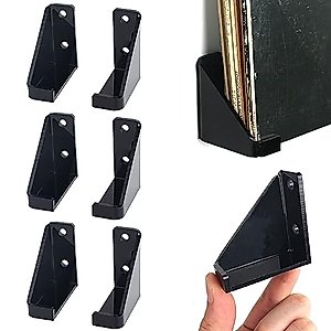 6 Pack Vinyl Record Shelf Wall Mount, Black Acrylic Album Record Holder, Vinyl Record Display for Daily LP Listening in Office Home