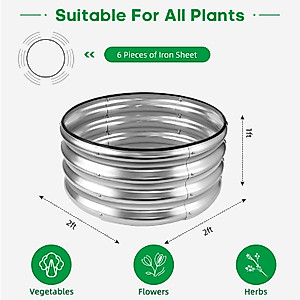 JERIA Raised Garden Bed,Galvanized Raised 2 PCS 2×2×1ft Planter Boxes Outdoor with Easy Assembly, Round Garden Bed for Vegetables, Fruits, Flowers