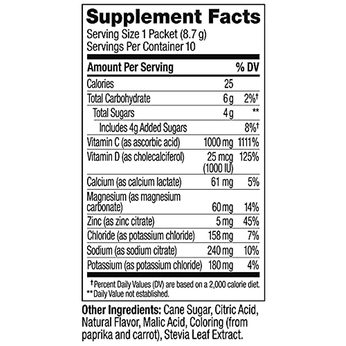 OLLY Immunity + Electrolytes Powder, Immune & Hydration Support, Vitamin C, D, Zinc, Drink Mix, Citrus Peach - 10 Count