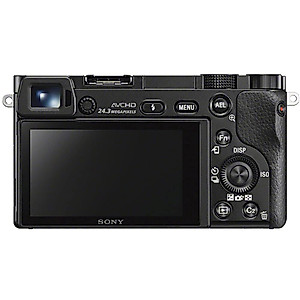 Sony Alpha a6000 Mirrorless Camera with 16-50mm Lens (ILCE6000L/B) + 64GB Card + Card Reader + Case + Flex Tripod + Hand Strap + Memory Wallet + Cap Keeper + Cleaning Kit (Renewed)