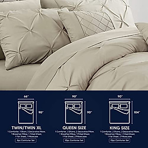 Chic Home 10 Piece Hannah Pinch Pleated, ruffled and pleated complete Queen Bed In a Bag Comforter Set White With sheet set