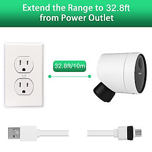 UYODM 33Ft/10m Power Cable Compatible with SimpliSafe Wireless Outdoor Security Camera, Weatherproof USB Cable Power Your SimpliSafe Outdoor Camera continuously- White
