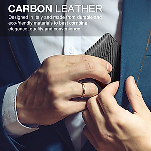 GSOIAX Slim Wallet for Men with 11 card Slots Rfid Blocking Carbon Fiber wallets Bifold Credit Card Holder Minimalist Leather With Gift Box (Carbon Black and Orange)