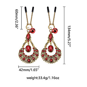 alievoke Nipple Clamps Bells Sexual Pleasure Nipple Clamps for Men Women Nipple Clips Adjustable Non Piercing Nipple Rings with Dance Jewelry (A)