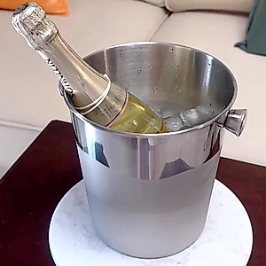Olmaanseta Champagne Bucket With Ice Scoop,Stainless Steel Wine Bucket For Bar,large Ice Buckets For Parties, Wine Chiller With Handles 4 Quart