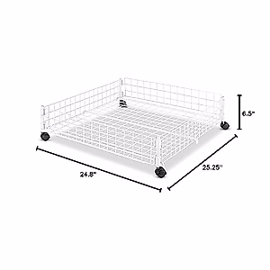 Whitmor Rolling White Wire Underbed Cart