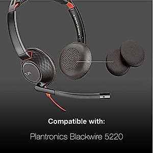 Global Teck Leather Cushion Replacement Kit for Plantronics Blackwire 5200 Headset Series, Variations (10pk-Ear Cushions)