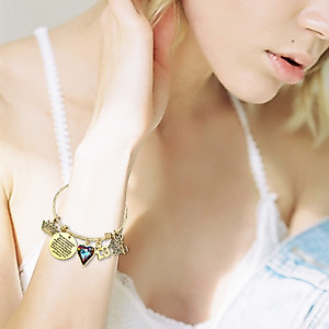 Miss Pink 11 Year Old Girl Bracelet Gift Ideas Girls Birthday Christmas Jewelry Presents 14k Gold Tone 11th Birthday Charm Bangle Bracelets Things Stuff for 11+ Daughter Granddaughter