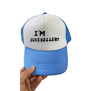 I'm Eggscellent Trucker Hat The Regular Show Cap Rigby Mordecai TV Show Costume Blue