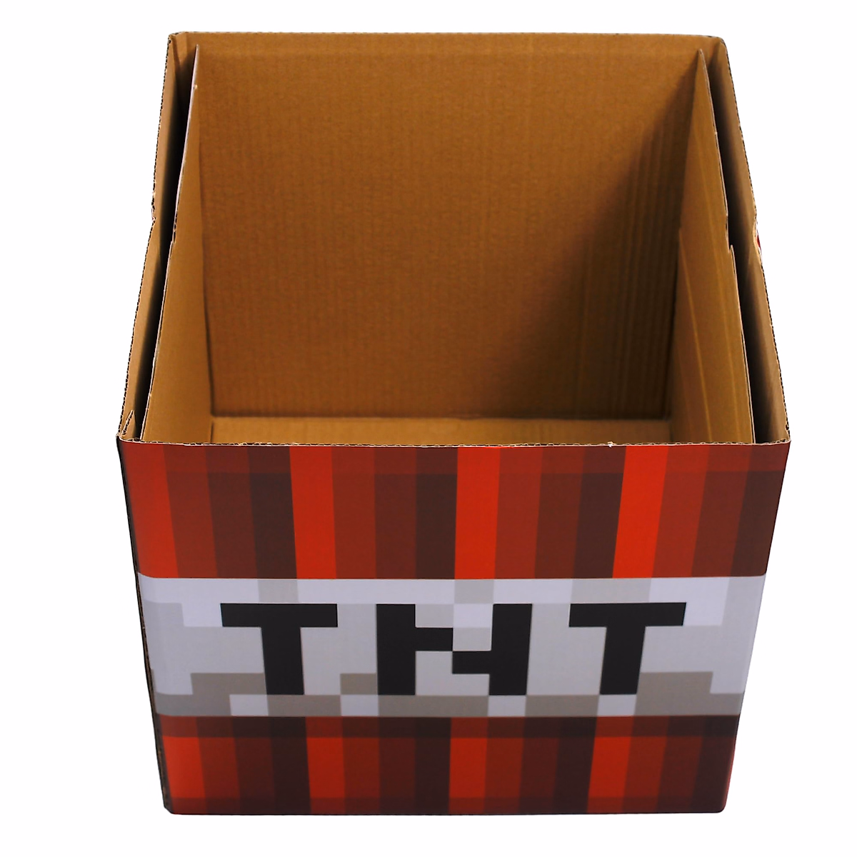 Large 14 x 14 Pixelated Box - TNT | Birthday Party Supplies | Storage Decoration and Prop, Big Birthday Box | Storage Bin Chest With Lid Gift Accessory (TnT Block)