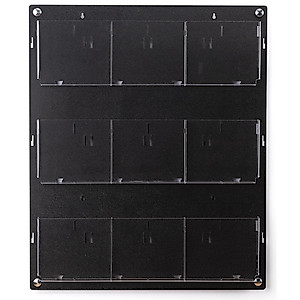 Displays2go Wall Mount Acrylic Brochure Holder, 9-18 Adjustable Pockets, Tiered Design - Black (2RP9BLK)