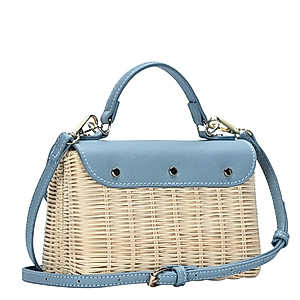 Madison West - The Madeline Crossbody Sunbleached Straw Bag Top Handle Satchel Bag for Women - Bone