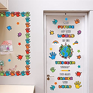 82 Pcs Motivational Classroom Bulletin Board Set Classroom Decoration Elementary Classroom Decor for Pre School Elementary and Middle School Teacher Educational Wall Decor Kids Hands Star Cutouts