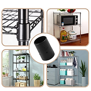 Moicstiy 50 Pack 1 Inch Wire Shelving Shelf Lock Clips, Plastic Shelving Clips Replacement Black Sleeve Shelf Clips for Wire Shelving, Post Wood Metal Pole(25 Pair)