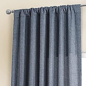 HPD HALF PRICE DRAPES Italian Linen Curtains for Bedroom & Living Room 96 Inches Long Room Darkening Curtains (1 Panel), 50W X 96L, Sweden Blue