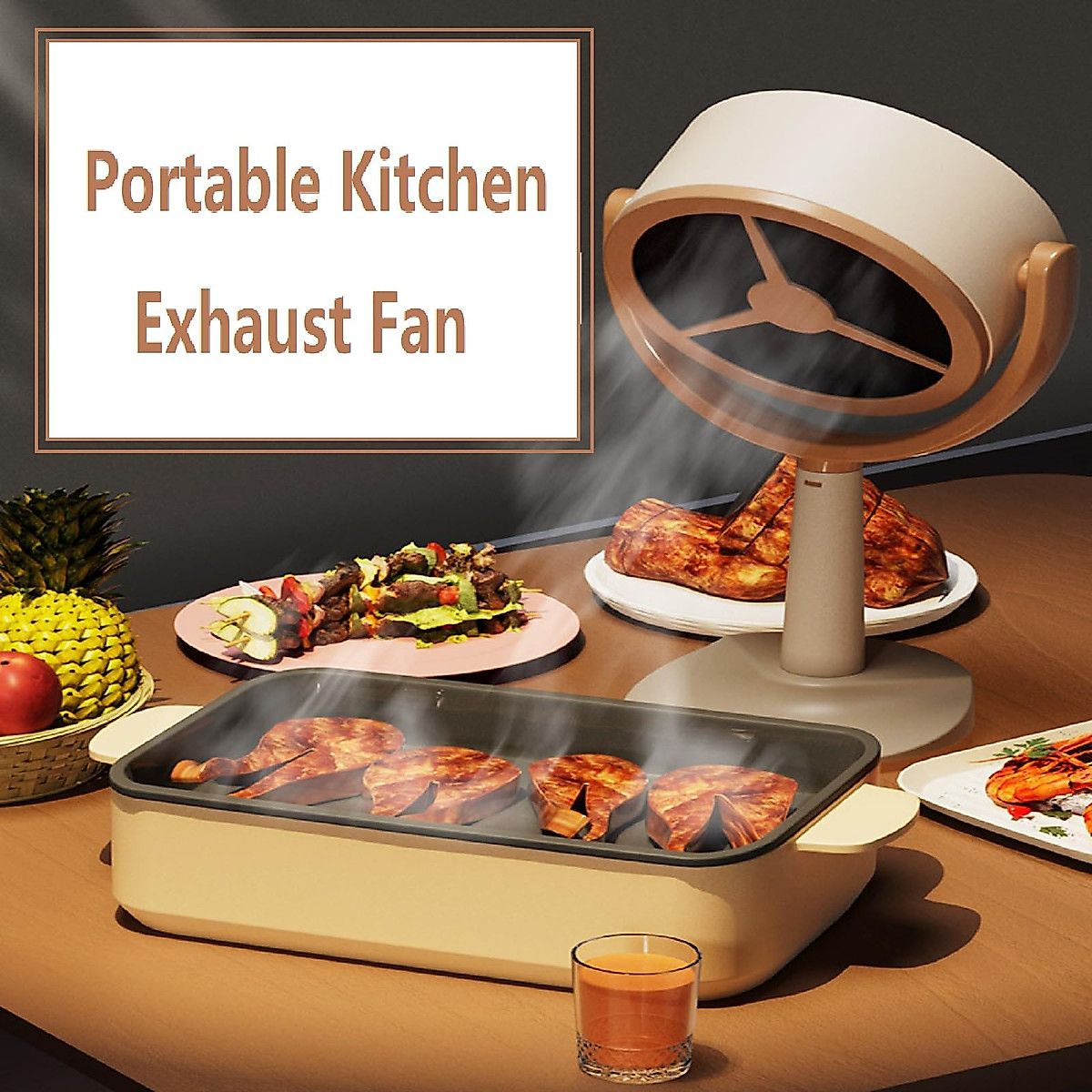 PUNCK 2024 New Smoke Purifier, Portable Smoke Purifier, Portable Range Hood, Portable Kitchen Exhaust Fan, Smoke Remover- Mini Cooker Hood for Kitchen (1 Set (1*Purifier+10*Sponge))