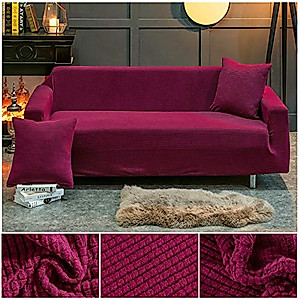 Polar Fleece Fabric Sofa Cover Elastic Solid Color Sofa Covers for Living Room Sectional Couch Cover Sofa Slipcovers A8 2 Seater