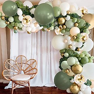 Sage Green Blush Eucalyptus Balloon Garland Kit, 131 Pcs Sage Green Blush Balloons with Artificial Eucalyptus Leaves Stems for Baby Bridal Shower Birthday Safari Party Decoration