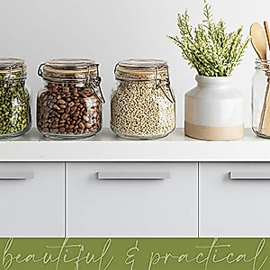 Glass Jars with Airtight Lid | Glass Airtight Food Storage Containers | Clear Leak Proof Rubber Gasket and Clamp Lid [Set of 4-25 oz]