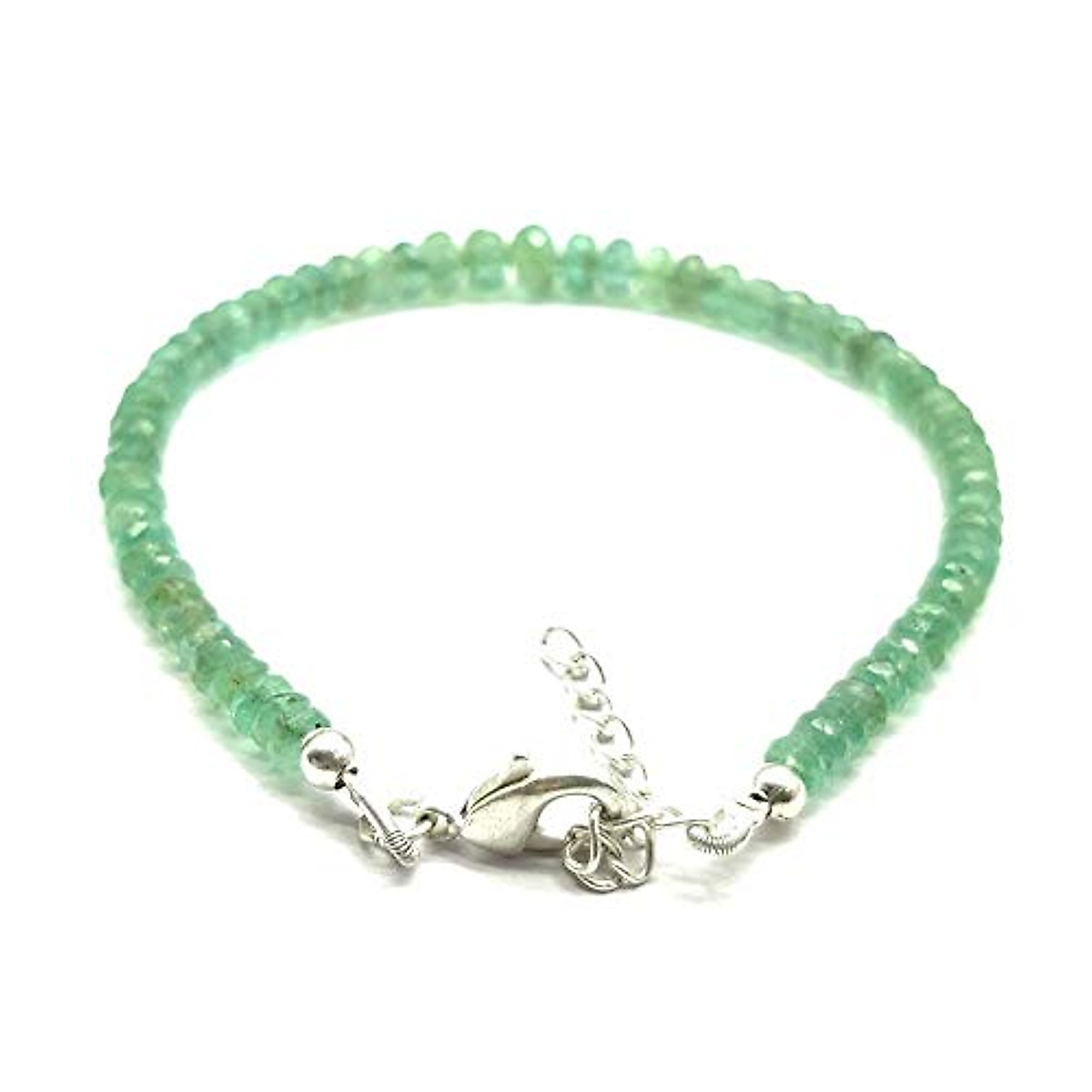 Genuine Colombian Emerald Bracelet, Colombian Emerald Stacking Bracelet, 92.5 sterling silver Plated, Delicate Fine Jewelry for Women Colombian Emerald Birthstone, Stacking, Code-JG15