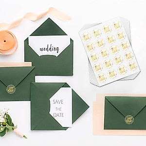 400 Pieces Save The Date Envelope Seal Sticker Party Invitation Label Sticker Gold Foil Transparent Stickers Round Self Adhesive Labels for Wedding Birthday Valentines Baby Shower, 1 Inch
