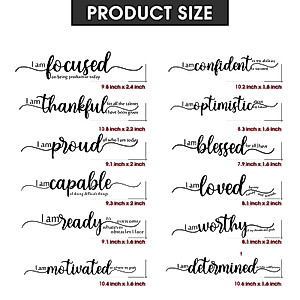 Motivational Wall Decor Black Inspirational Wall Art Inspirational Quote Wall Stickers Vinyl Positive Wall Decal for Living Room Bedroom Office Nursery Restaurants Offices, 2 Sheets