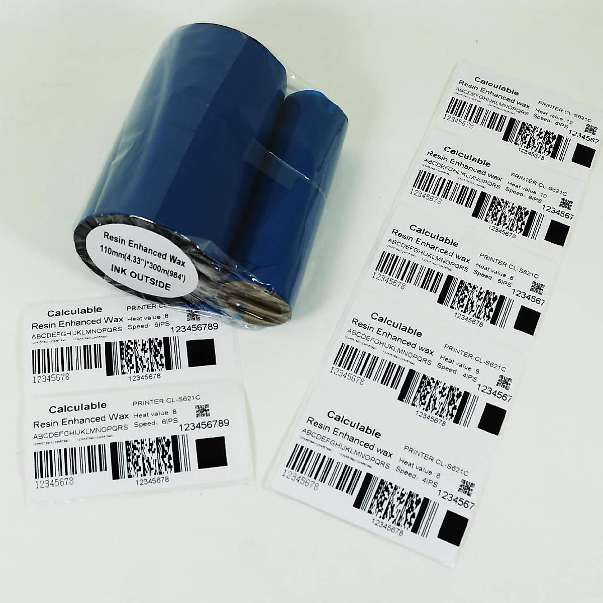 DEFMATE 4 Rolls 4.33" x 984' Thermal Transfer Ribbon - Premium Resin-Enhanced Wax Printer Ribbon 1inch core Ink Out for Zebra ZT410,ZT420,ZM400,Sato,Datamax,Citizen,Tsc,Tec, Printer