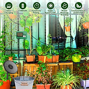 Solar Irrigation System with Automatic DIY Water Timer TRJZWA 2024 Latest Drip Irrigation System Kit for Garden,Balcony,Greenhouse,Garden Watering System Supports 15 Potted Plants with 15 Meter Hose