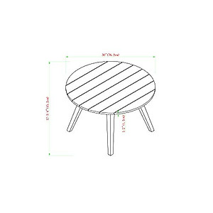 Walker Edison Maarten Modern Solid Acacia Wood Slatted Outdoor Coffee Table, 30 Inch, Dark Brown