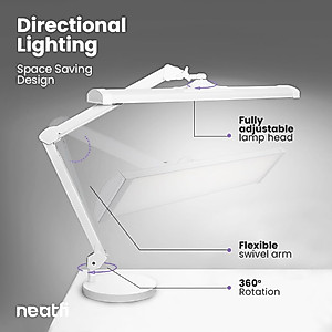 Neatfi 3,500 Lumens Ultra Task Lamp, 26 Inches Metal Lamp, Dimmable, 45W Super Bright LED Desk Lamp, 270 Pcs SMD LEDs (Non-CCT with Base, White)
