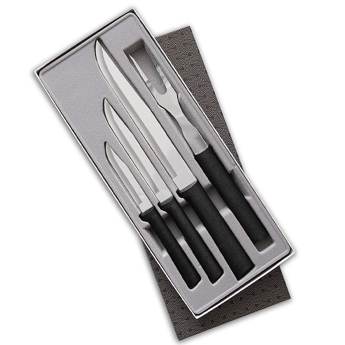 RADA Prepare Then Carve Carving Black Handled Knife Gift Set With Knife Sharpener