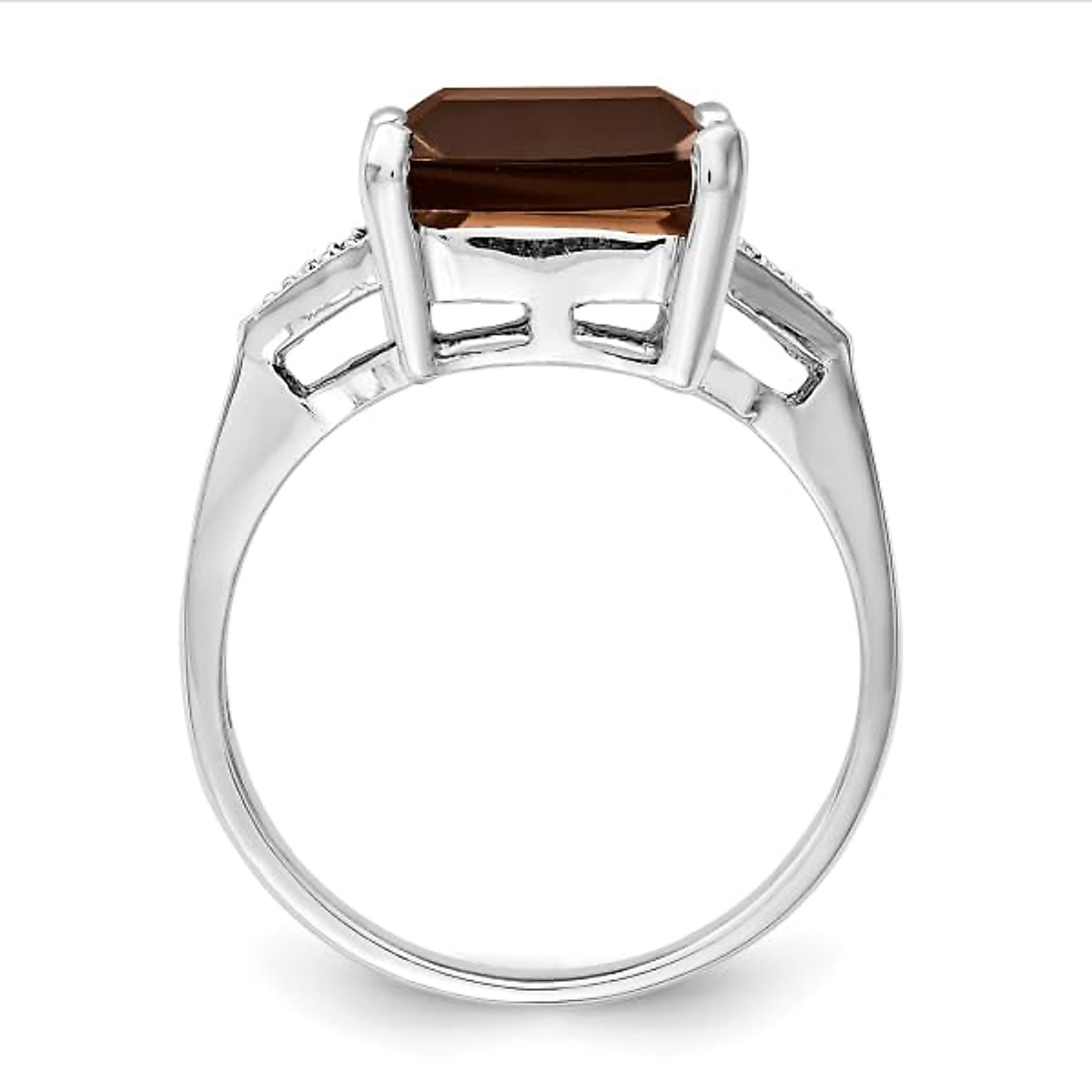 IceCarats 925 Sterling Silver Brown Smoky Quartz Diamond Ring Gemstone Band Size 6