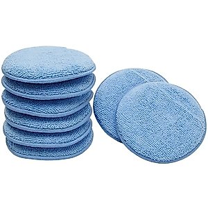 VIKING Microfiber Car Wax Applicator and Cleaning Pads with Finger Pockets - 5 in. Diameter, Blue, 8 Pack