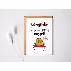 KrysDesigns Nugget Baby Card - Congrats On Your Little Nugget - New Baby Shower Newborn Chicken Nugget Tender Fast 5 x 7 inches T1EJWRTCKF 0