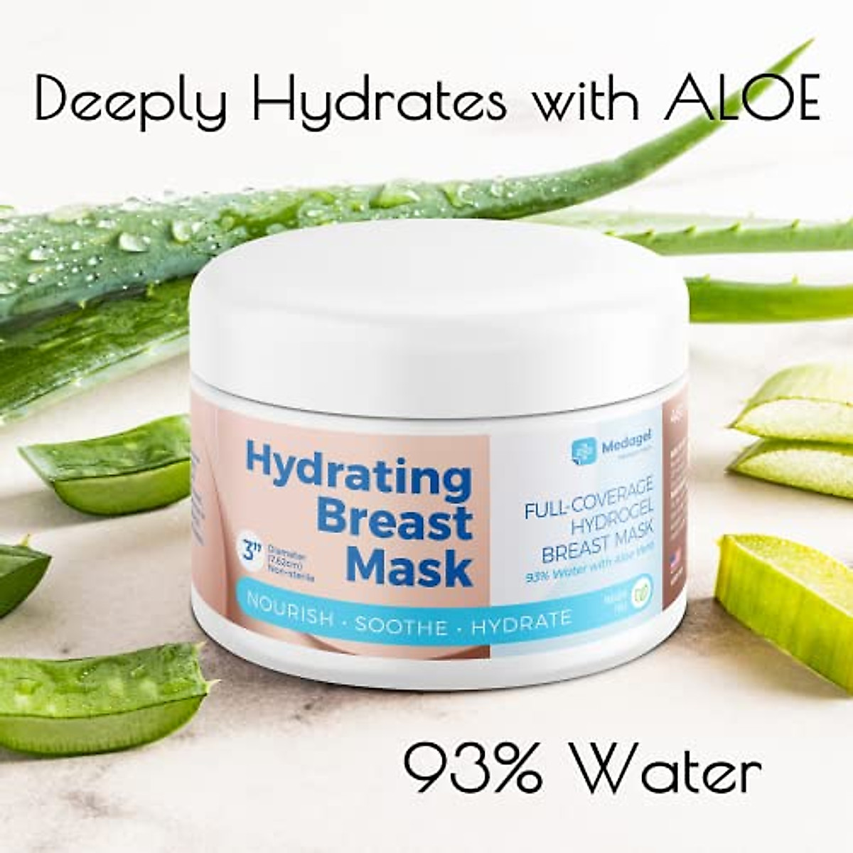 Medagel Hydrogel Pads for Breastfeeding, Hydrating Breast Mask, Instant Soothing & Cooling Relief for Sore Nipple, 3'' Full Coverage, Hypoallergenic & Paraben Free Postpartum Essentials, 48 Ct