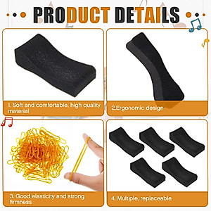 5 Pcs Violin Shoulder Rest Soft Foam Violin Shoulder Pad Violin Shoulder Pillow Violin Shoulder Chin Rests with 100 Yellow Rubber Bands for Violin Party Wed ding Concerts, 3/4-1/2