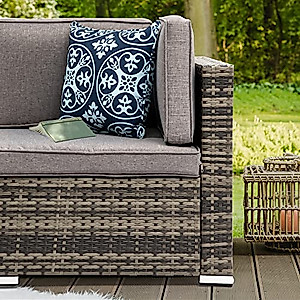 YITAHOME 6 Piece Outdoor Patio Furniture Sets, Garden Conversation Wicker Sofa Set, and Patio Sectional Furniture Sofa Set with Coffee Table and Cushion for Lawn, Backyard, and Poolside, Gray Gradient